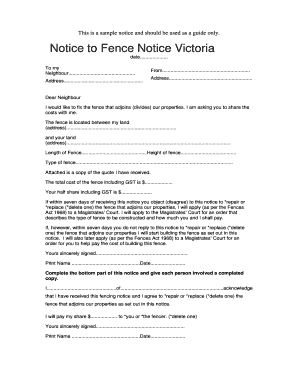 Fillable Online This is a sample notice and should be used as a guide ...