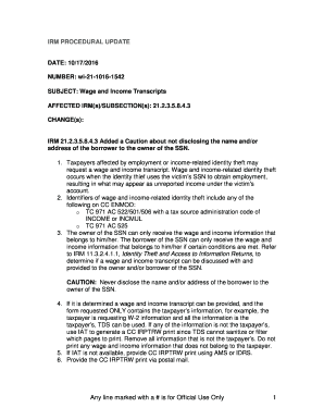 Fillable Online irs Fillable IRM 21.2.3 Wage and Income Transcripts Fax ...