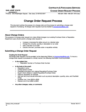 Fillable Online sjsu Change Order Request Process Fax Email Print - pdfFiller
