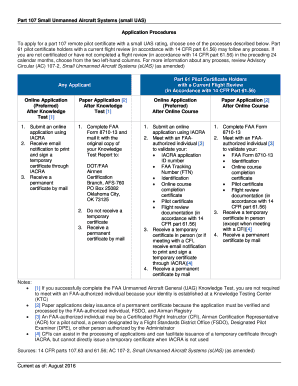 Fillable Online faasafety Part 107 Small Unmanned Aircraft Systems (small UAS) Application ...