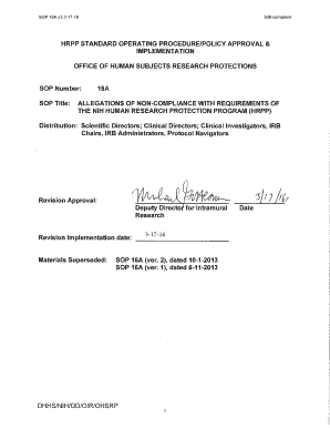 Fillable Online ohsr od nih SOP 16A ALLEGATIONS OF NON-COMPLIANCE WITH ...