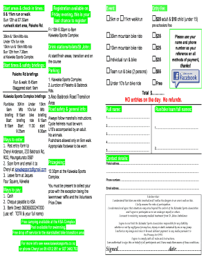 Fillable Online Start areas & check in times: Fax Email Print - pdfFiller