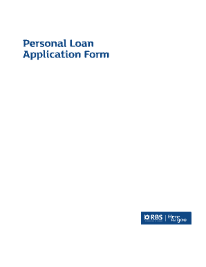 Fillable Online rbs co Personal Loan Application Form - RBS - rbs co ...