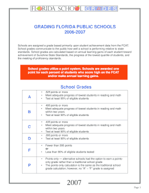 Fillable Online GRADING FLORIDA PUBLIC SCHOOLS 2006-2007 School Grades ...