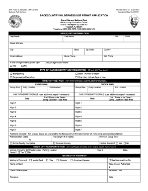 Fillable Online nps Fillable Backcountry Permit Request Form Fax Email ...