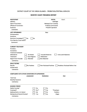 Fillable Online vid uscourts Progress Report - District Court of the ...