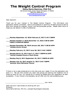 Fillable Online weight control application 2016.doc Fax Email Print ...
