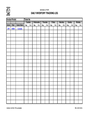 Fillable Online michigan Fillable DAILY INVENTORY TRACKING LOG Fax ...