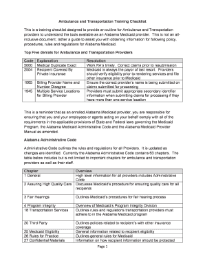 Fillable Online smartbudgeting alabama Fillable Checklist for Ambulance ...