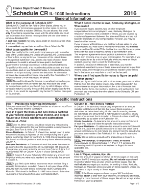 Fillable Online tax illinois Schedule CR IL-1040 Instructions - tax ...