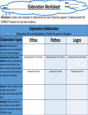 Fillable Online Elaboration Worksheet Fax Email Print - pdfFiller