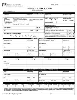 Fillable Online dcps dc Fillable 2016-2017 Enrollment Forms Fax Email ...