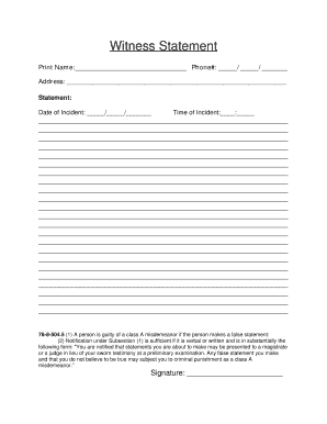 Fillable Online Witness Statement Fax Email Print - pdfFiller