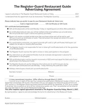 Fillable Online The Register-Guard Restaurant Guide Fax Email Print ...