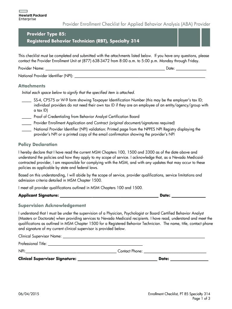 Fillable Online medicaid nv Registered Behavior Technician (RBT) Fax ...