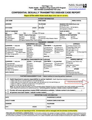 Fillable Online kingcounty confidential sexually transmitted disease case report - kingcounty ...
