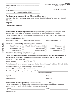 Fillable Online 1765 Chemotherapy consent Fax Email Print - pdfFiller
