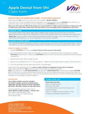 Fillable Online 6028 Vhi Apple Dental claim form.indd Fax Email Print ...