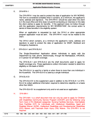 Fillable Online dhhr wv E. DFA-RFA-1 The DFA-RFA-1 may be used to protect the date of ... - dhhr ...