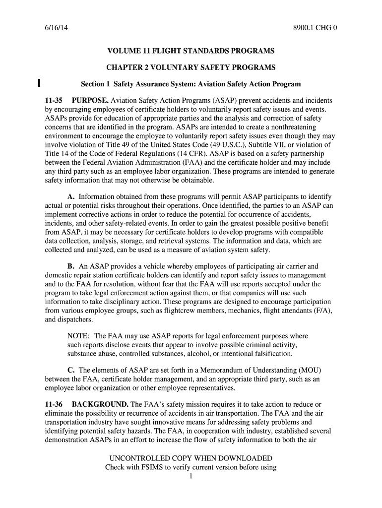 Fillable Online fsims faa Vol. 11, Ch 2, Sec 1. Safety Assurance System ...