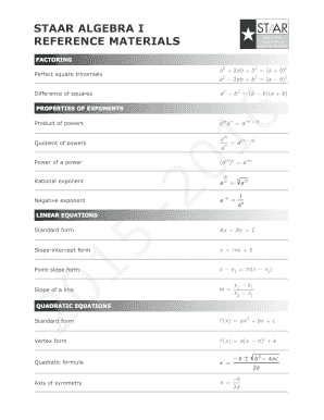Fillable Online Fillable staar algebra i reference materials Fax Email ...
