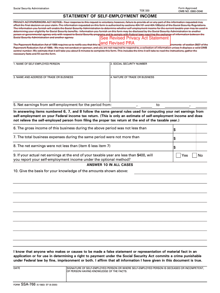 Fillable Online reginfo Fillable Statement of Self Employment Income ...