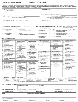 Fillable Online cod uscourts Local Rules Civil Cover Sheet. Civil Cover ...