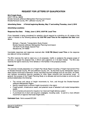 Fillable Online transportation wv REQUEST FOR LETTERS OF QUALIFICATION ...