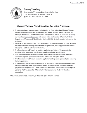 Fillable Online Massage Therapy Permit Standard Operating Procedures ...
