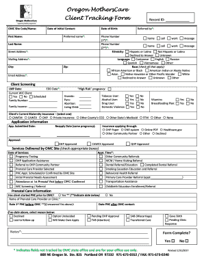 Fillable Online public health oregon OMC Client Tracking Form (Word) - public health oregon Fax ...