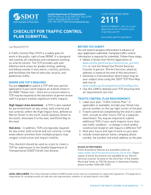Fillable Online seattle CHECKLIST FOR TRAFFIC CONTROL PLAN SUBMITTAL ...