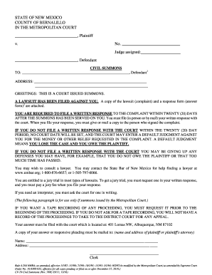 Fillable Online Fillable Civil Summons Fax Email Print - pdfFiller