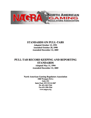Fillable Online in Fillable STANDARDS ON PULL-TABS PULL-TAB RECORD ...