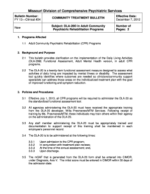 Fillable Online dmh mo 024 - Daily Living Activities (DLA-20) - dmh mo ...