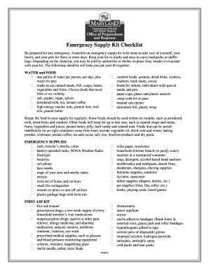 Fillable Online Emergency Supply Kit Checklist Fax Email Print - pdfFiller