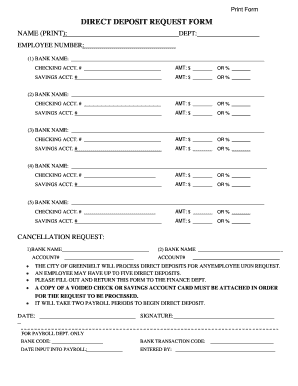 Fillable Online greenbeltmd Fillable DIRECT DEPOSIT REQUEST FORM Fax Email Print - pdfFiller