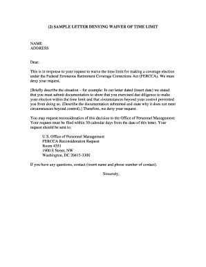Fillable Online opm Fillable Sample Letter - Denial Of Waiver Fax Email ...