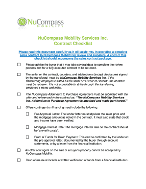 Fillable Online NuCompass Mobility Services Inc. Contract Checklist Fax Email Print - pdfFiller