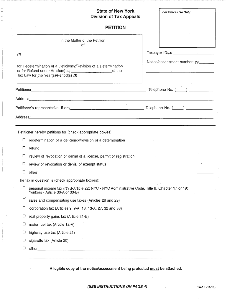 Fillable Online TA-10 Fax Email Print - pdfFiller