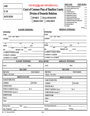 Fillable Online hamiltoncountyohio Court of Common Pleas of Hamilton ...