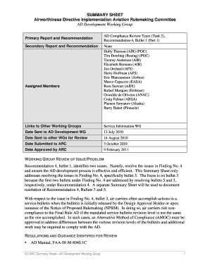 Fillable Online faa SUMMARY SHEET Airworthiness Directive ...