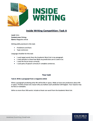 Fillable Online Inside Writing Competition: Task A Fax Email Print ...