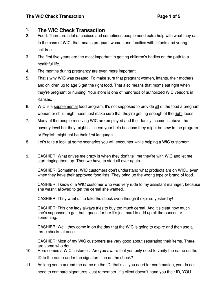 Fillable Online kdheks The WIC Check Transaction Fax Email Print ...
