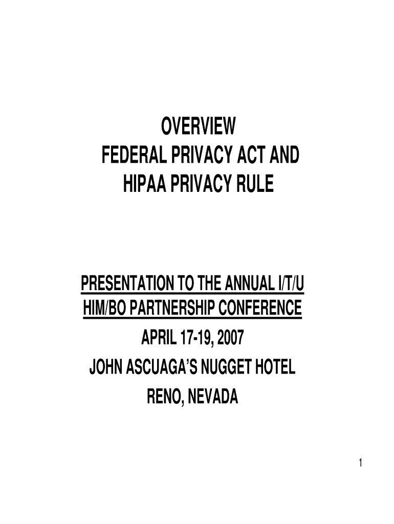 Fillable Online ihs Overview Federal Privacy Act and HIPAA Privacy Rule ...