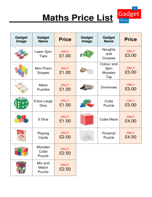 Fillable Online Maths Price List - Abercorn Bulletin Fax Email Print ...