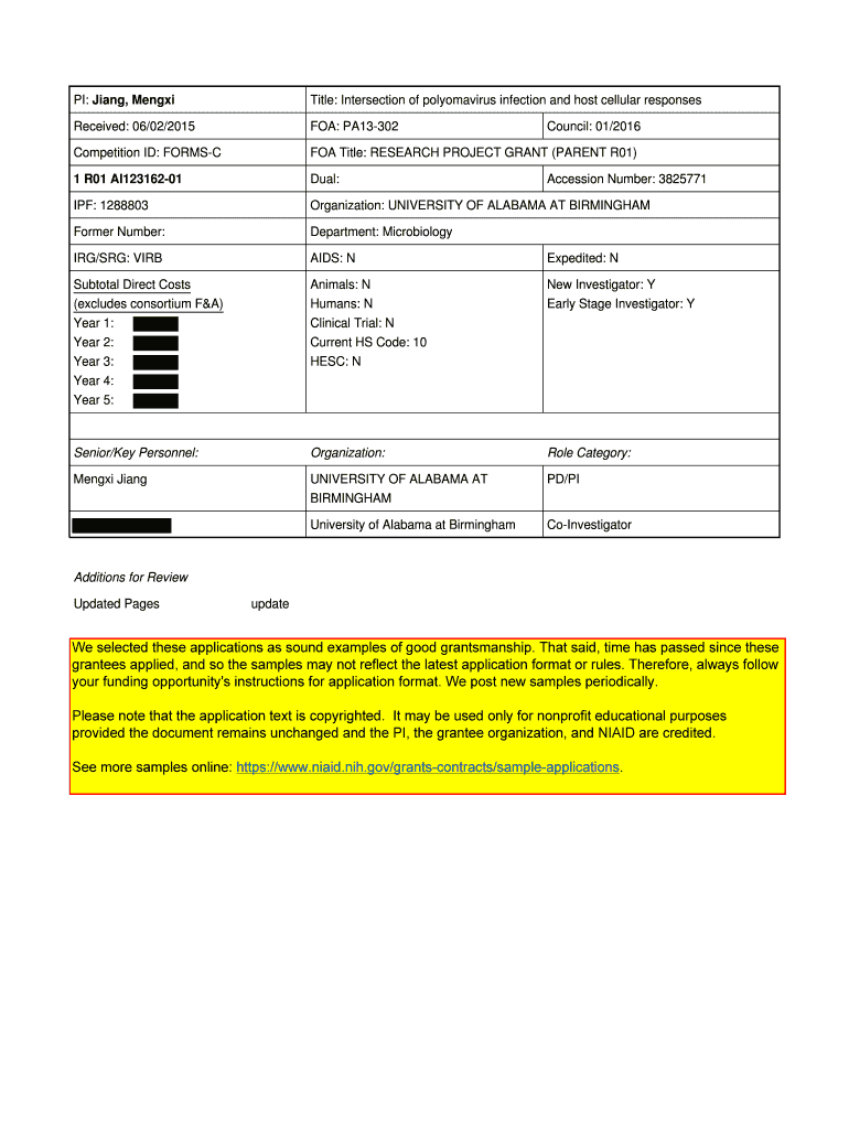 Fillable Online niaid nih Fillable Full Application Fax Email Print ...