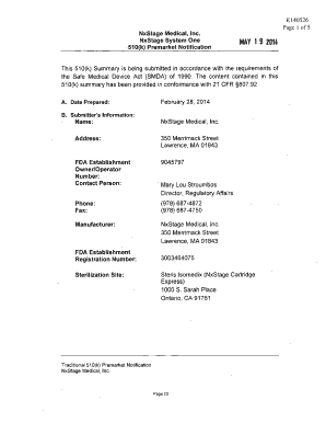 Fillable Online accessdata fda K140526 - accessdata fda Fax Email Print ...