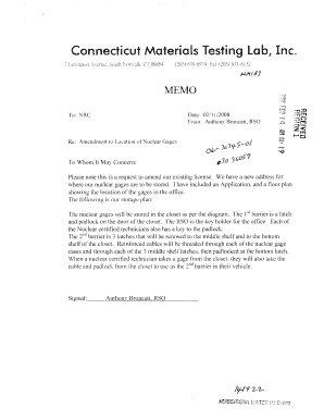 Fillable Online nrc Connecticut Materials Testing Lab, Inc., Amendment ...
