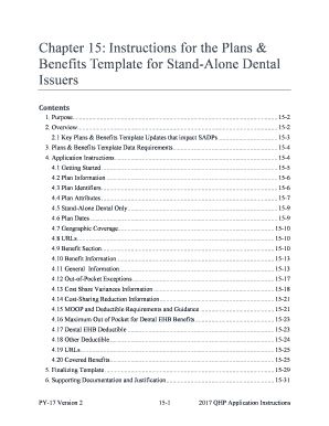 Fillable Online cms Chapter 15: Instructions for the Plans and Benefits ...