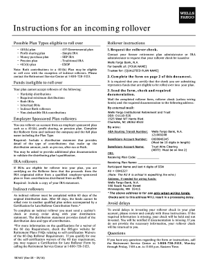 Fillable Online Instructions for an incoming rollover Fax Email Print ...